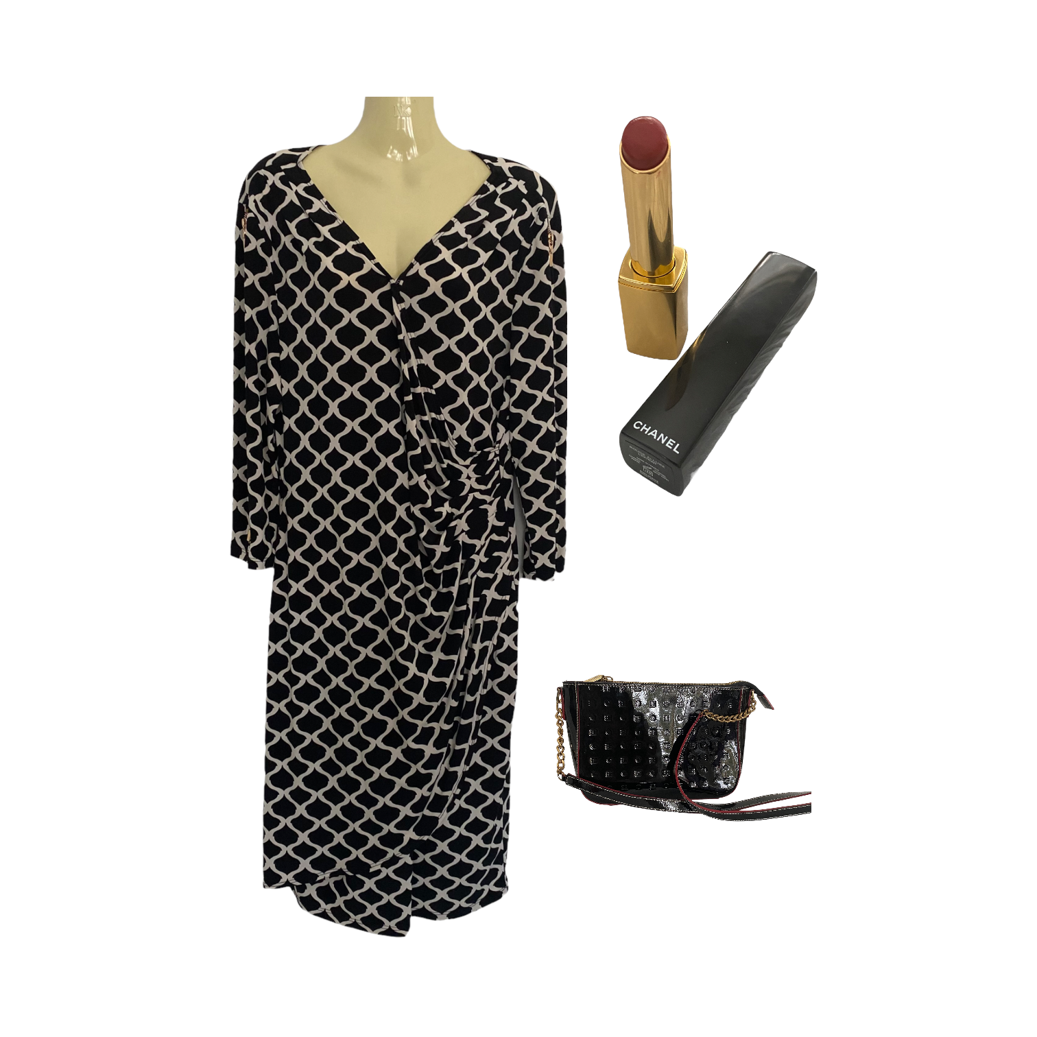 Frank Lyman Wrap Side Cinch Gold Zipper Accent Cocktail Dress Size 14 ...